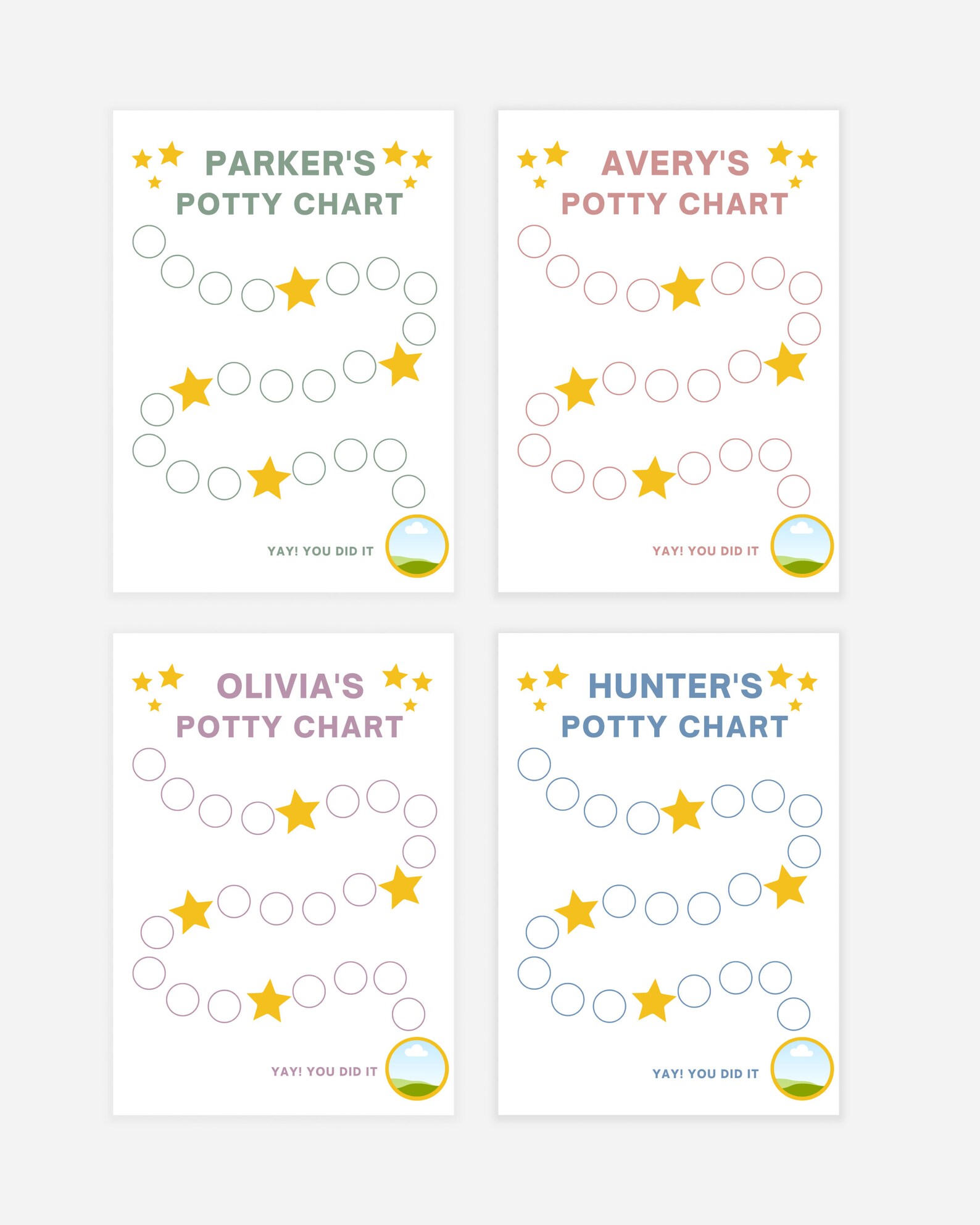 Editable Potty Chart, Potty Training Chart, Custom Sticker Chart, Potty ...