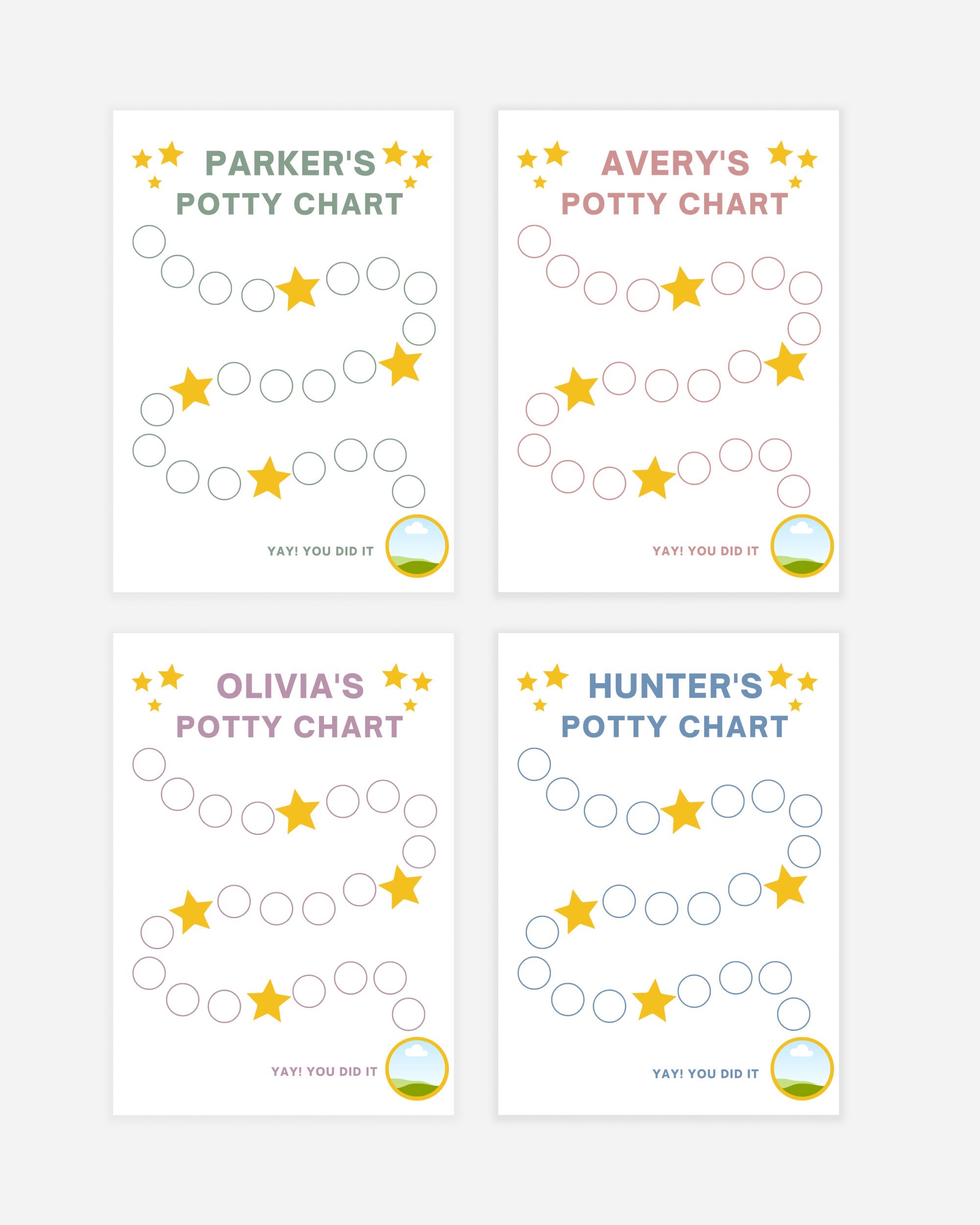Editable Potty Chart, Potty Training Chart, Custom Sticker Chart, Potty ...