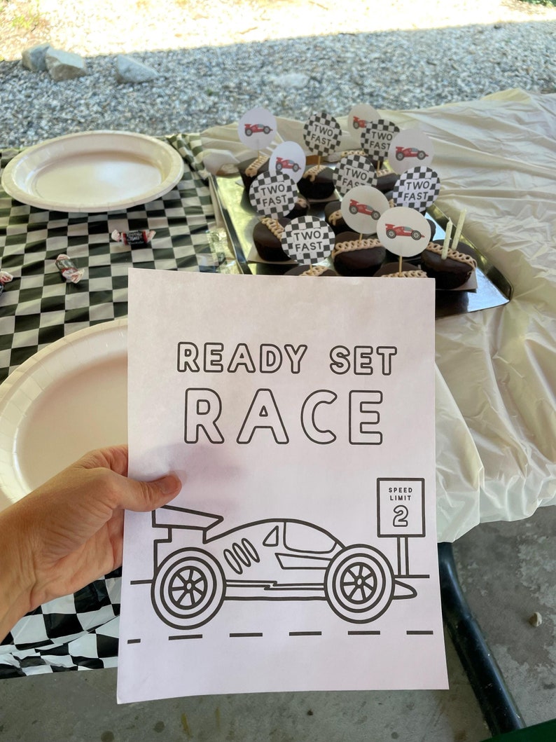 Two Fast Race Car Coloring Page, Race Car Birthday Party, Two Fast Race ...
