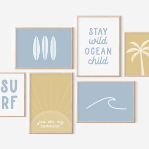 Boho Surf Gallery Wall Art Set of 6 Prints, Surf Nursery Decor, Boho ...