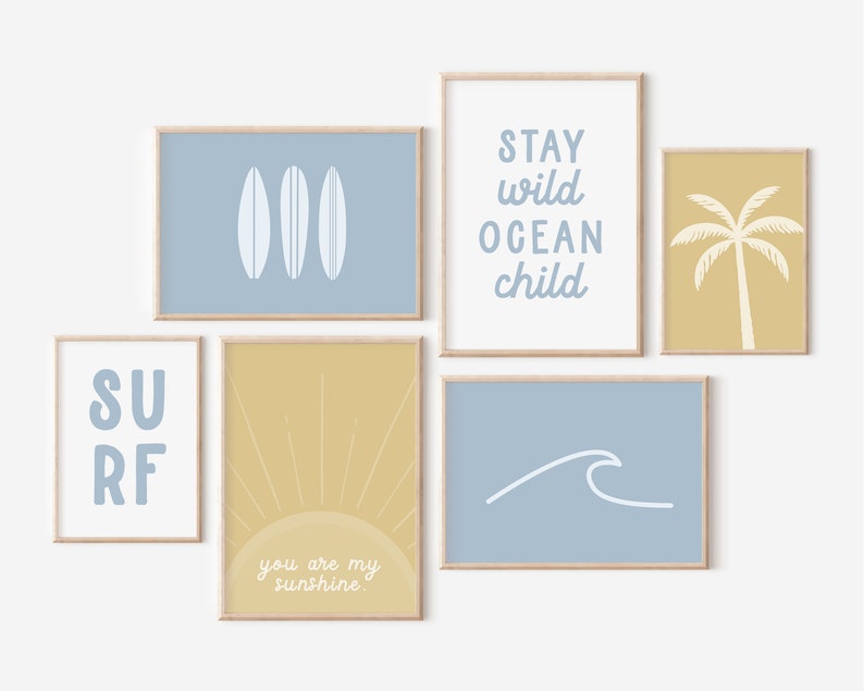 Boho Surf Gallery Wall Art Set of 6 Prints Surf Nursery - Etsy