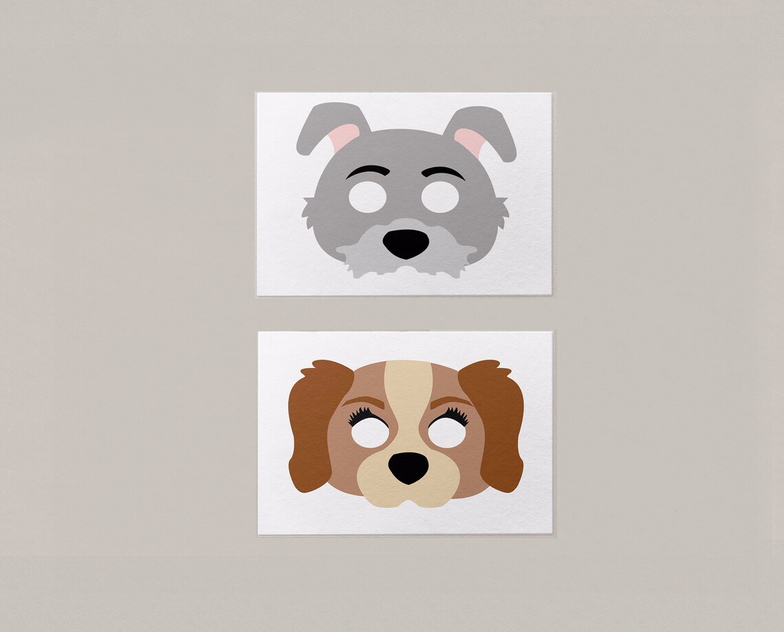 Printable Lady and the Tramp Inspired Masks, Costume Printable Mask ...