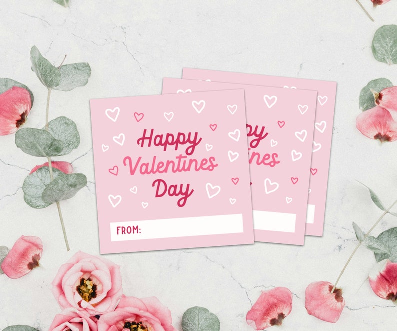 Printable Valentine's Day Cards: Pink Heart Design (digital Download ...