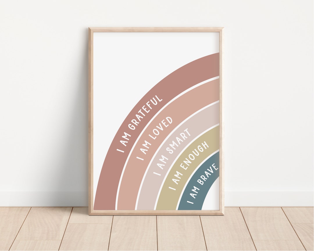 Rainbow Affirmations Wall Print Affirmations for Kids Boho - Etsy
