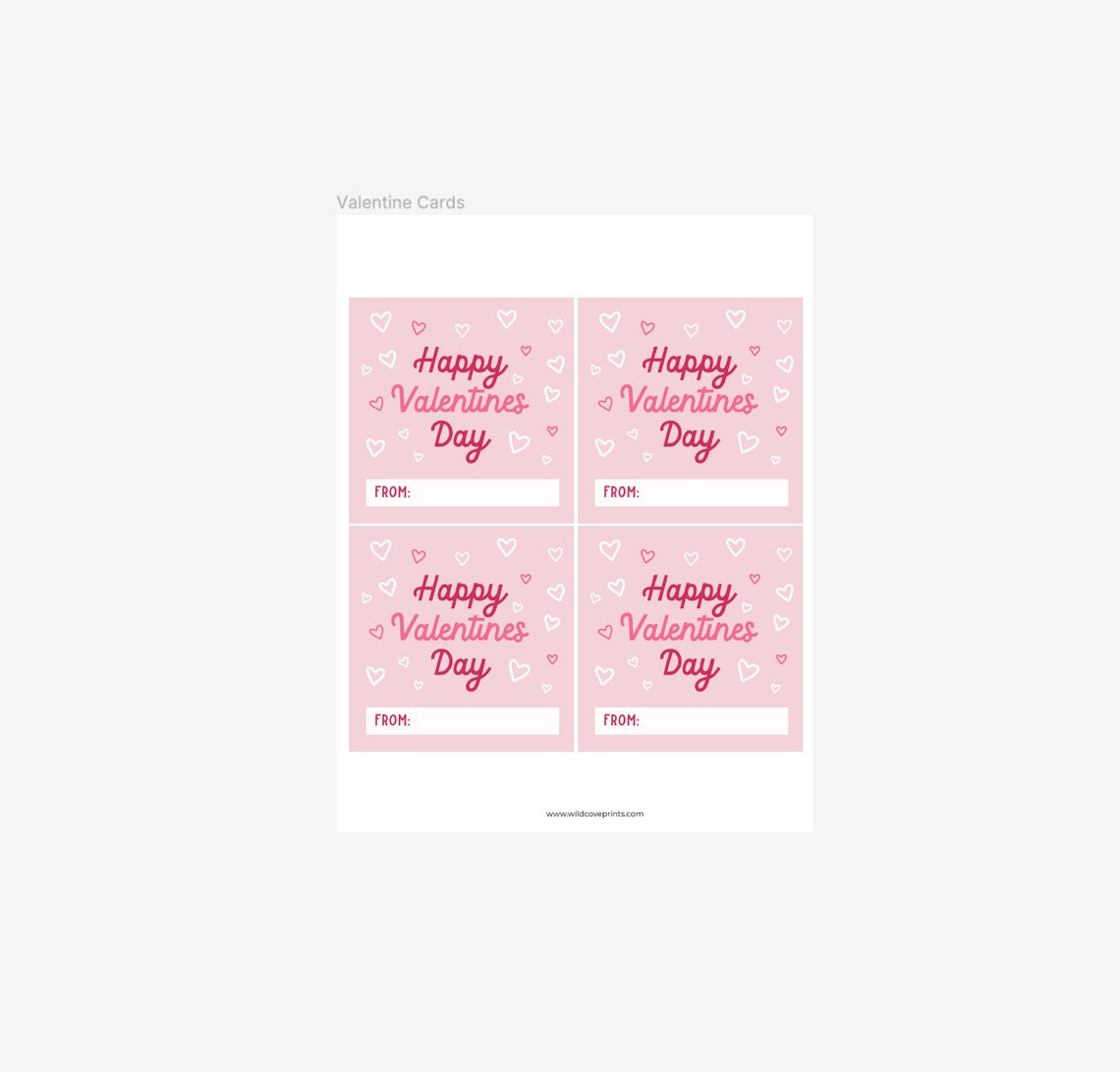 Printable Valentine's Day Cards, Happy Valentines Day, Instant Download ...