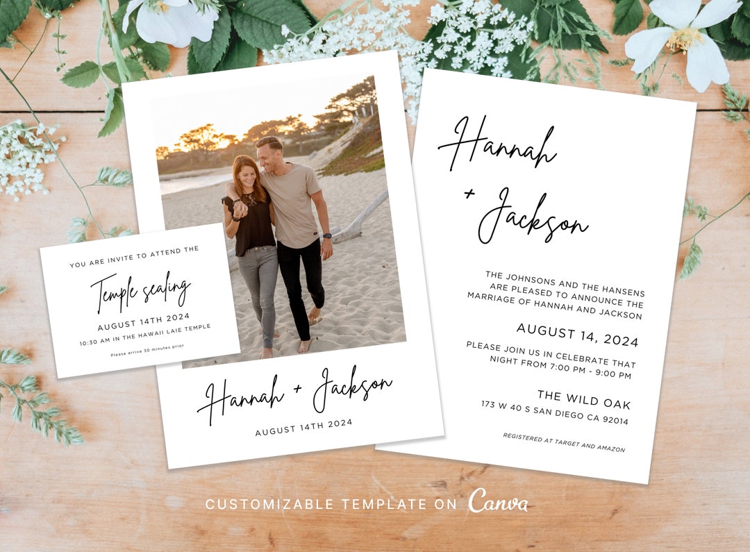 Editable LDS Wedding Invitation Template, Photo Wedding Invitation ...