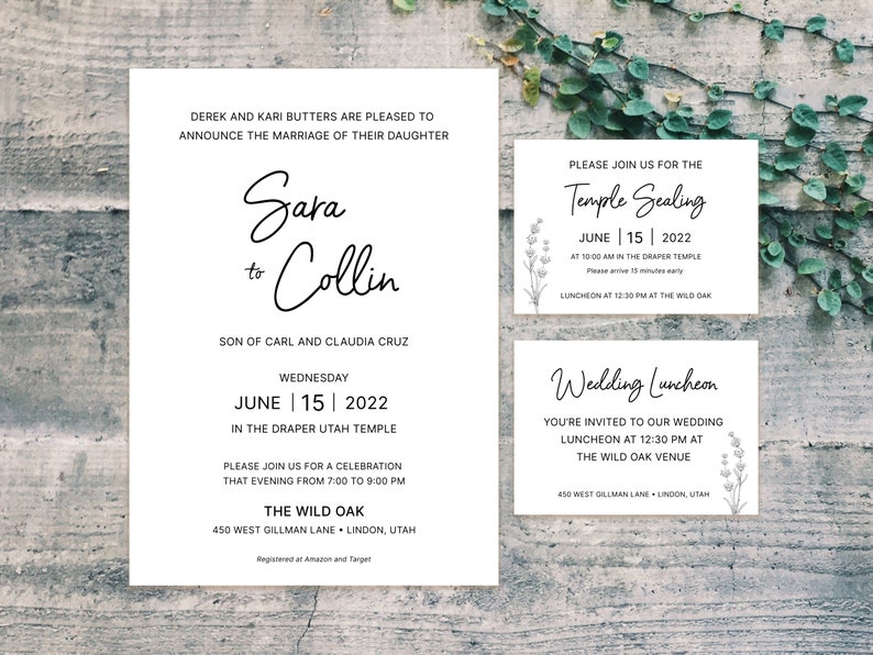 LDS Wedding Invitation Photo Wedding Invitation Wedding - Etsy