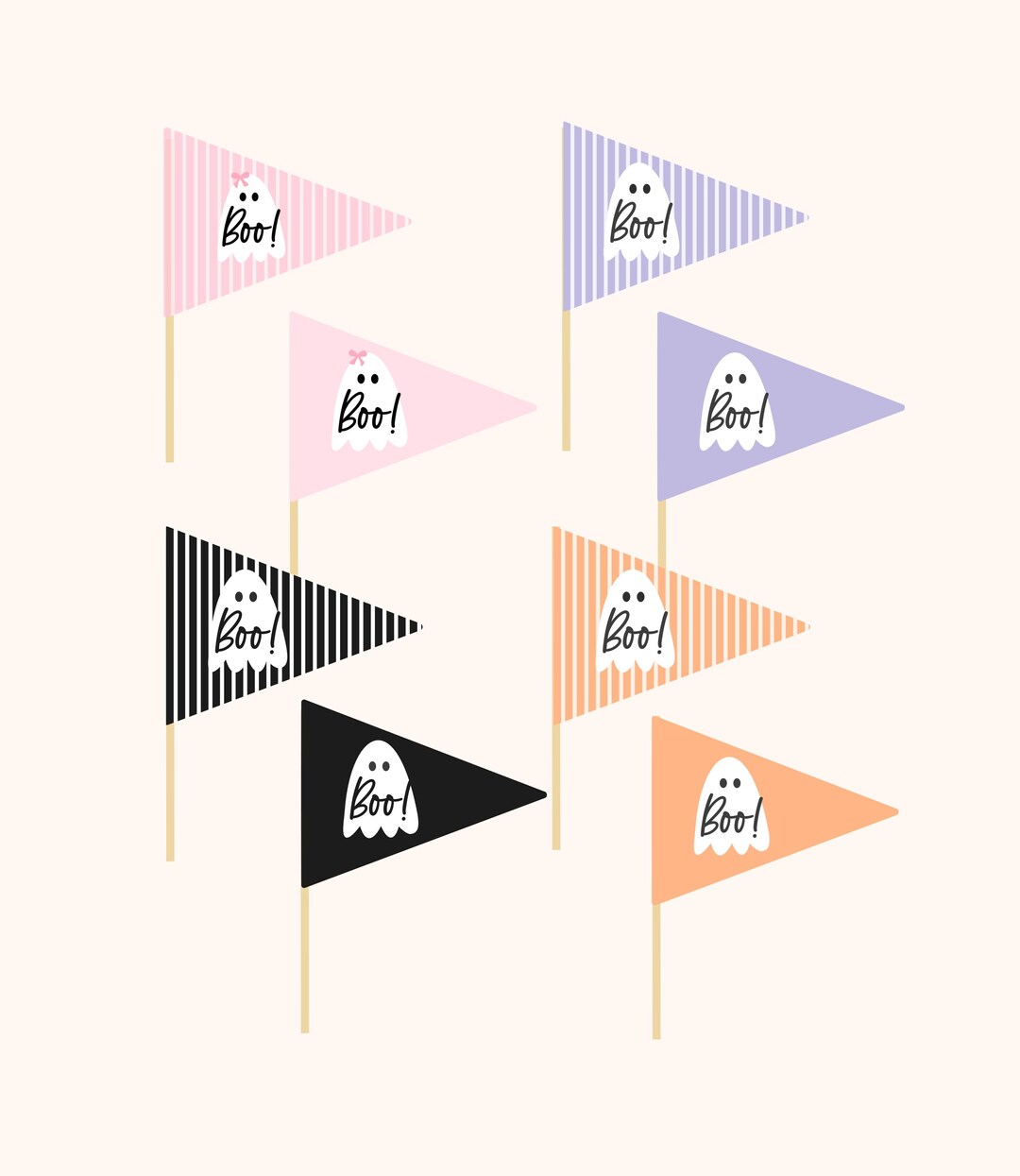 Printable Halloween Boo Flags: Pink, Purple, Orange, & Black (instant ...
