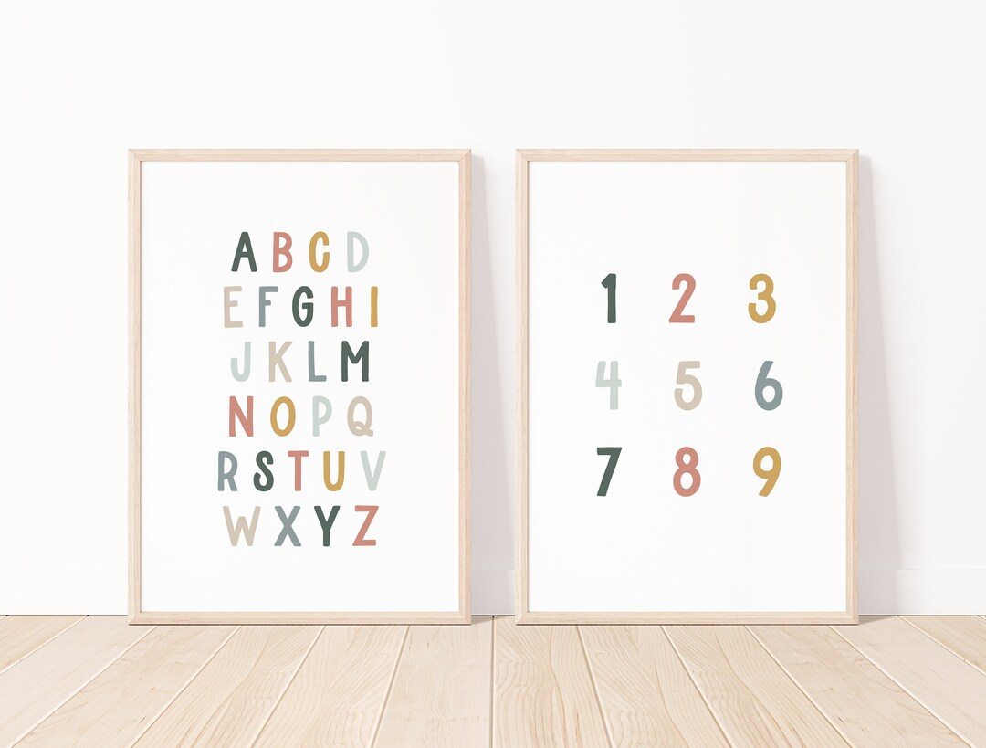 Boho Rainbow Alphabet Print and Numbers Print ABC Print Kids - Etsy
