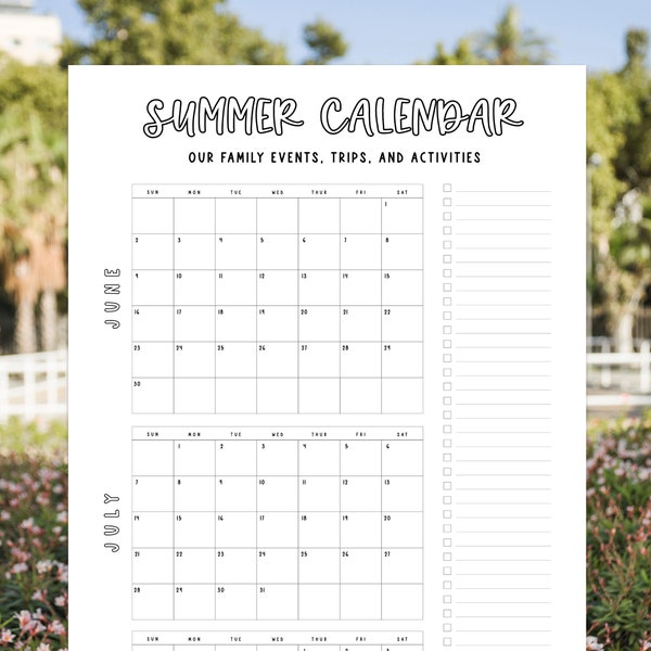 Summer 2024 Calendar - Etsy