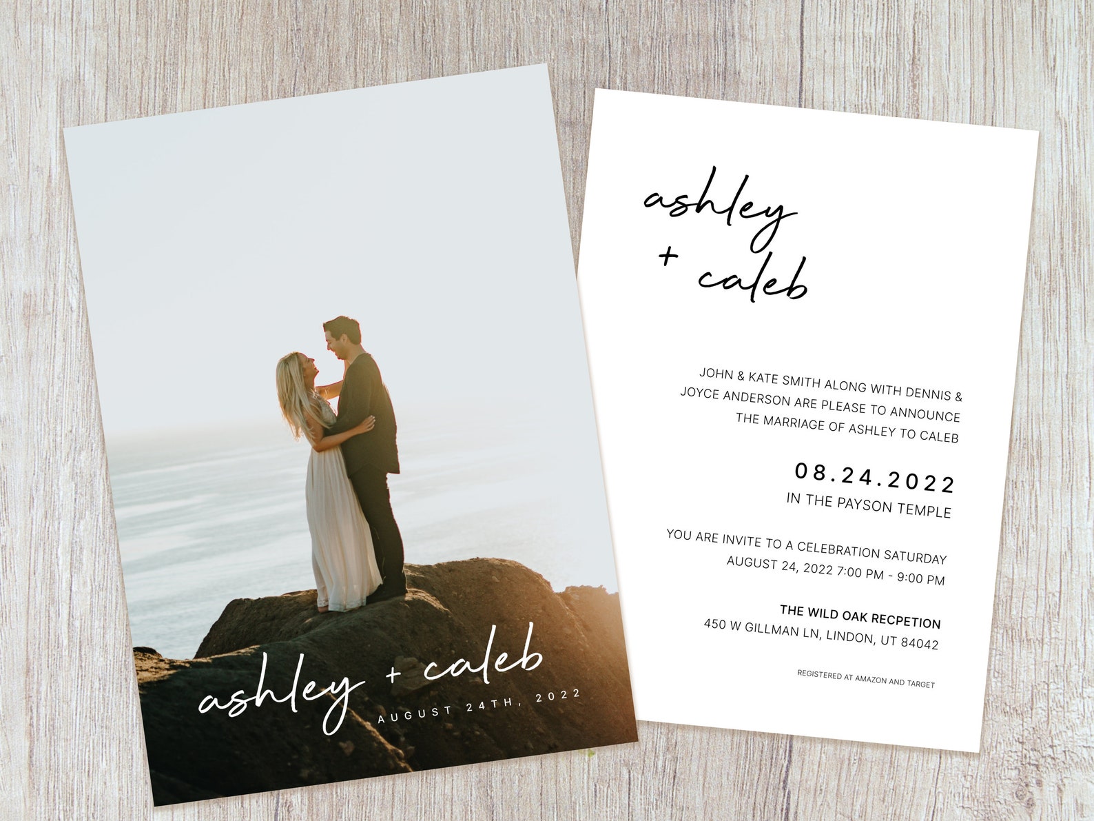Minimalist LDS Wedding Invitation, Handwritten Wedding Invite, Photo ...
