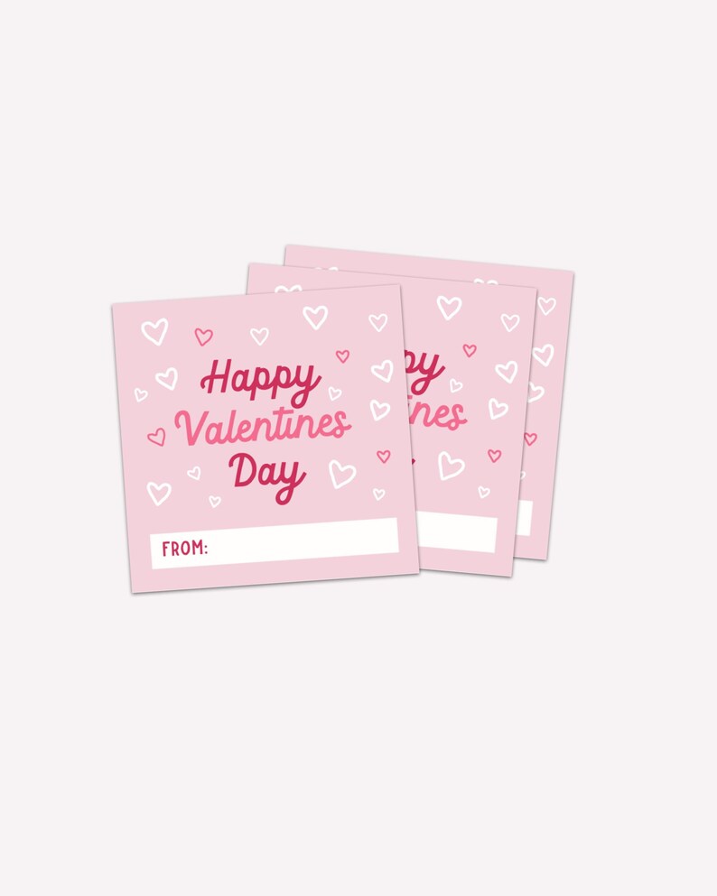 Printable Valentine's Day Cards: Pink Heart Design (digital Download ...