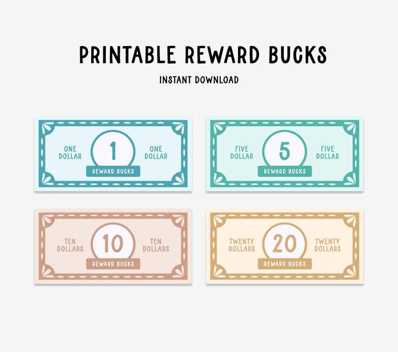 Reward Bucks Printables, Mom Bucks, Chore Bucks for Kids, Printable Mom ...
