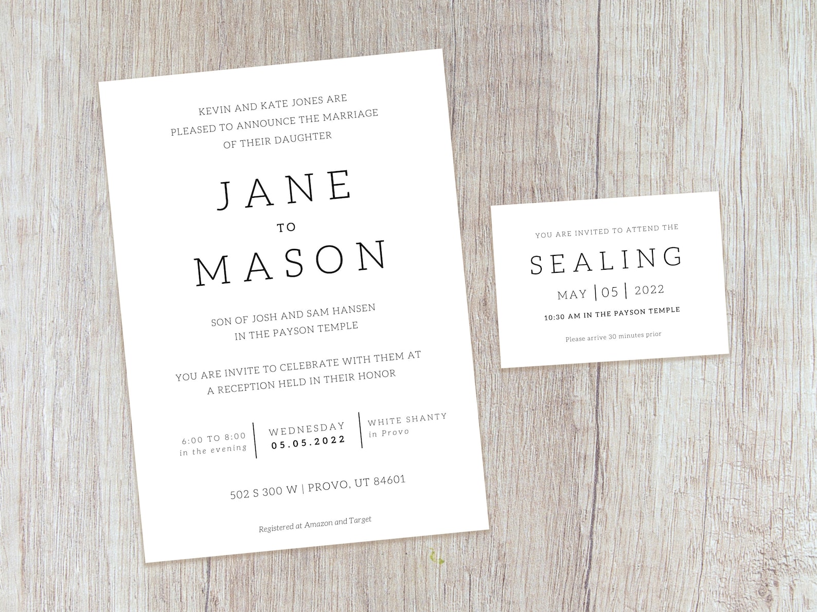 Modern LDS Wedding Invitation, Photo Wedding Invitation, Wedding Invite ...