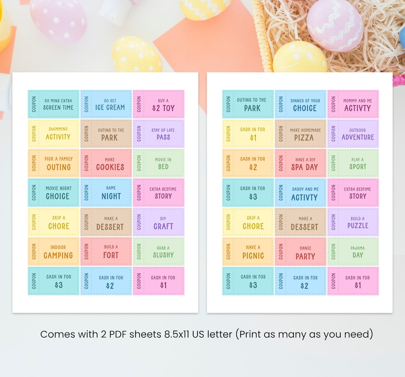 Printable Easter Egg Coupons: Kids Reward Tokens (PDF) - Etsy