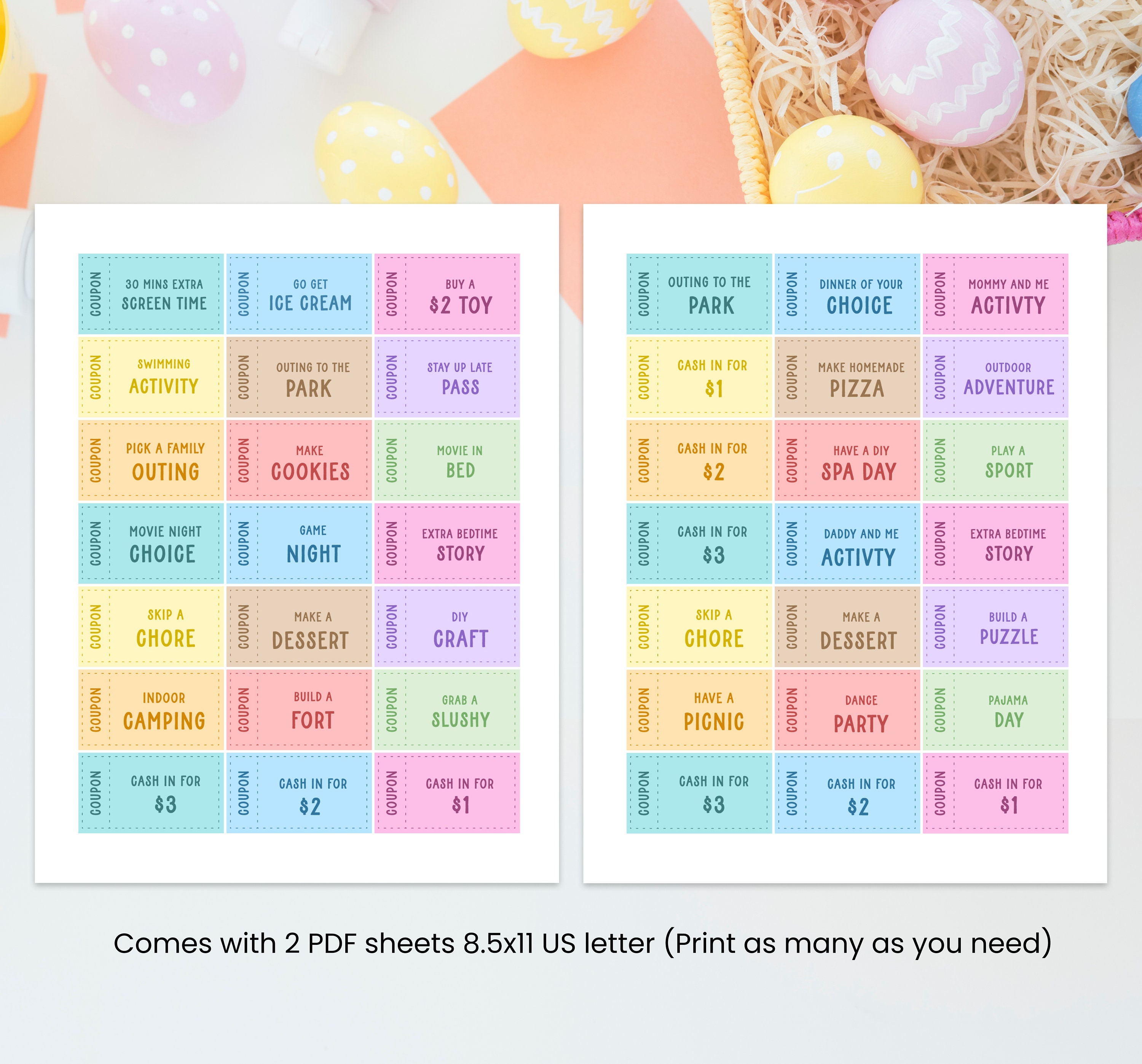 Printable Easter Egg Coupons: Kids Reward Tokens (PDF) - Etsy