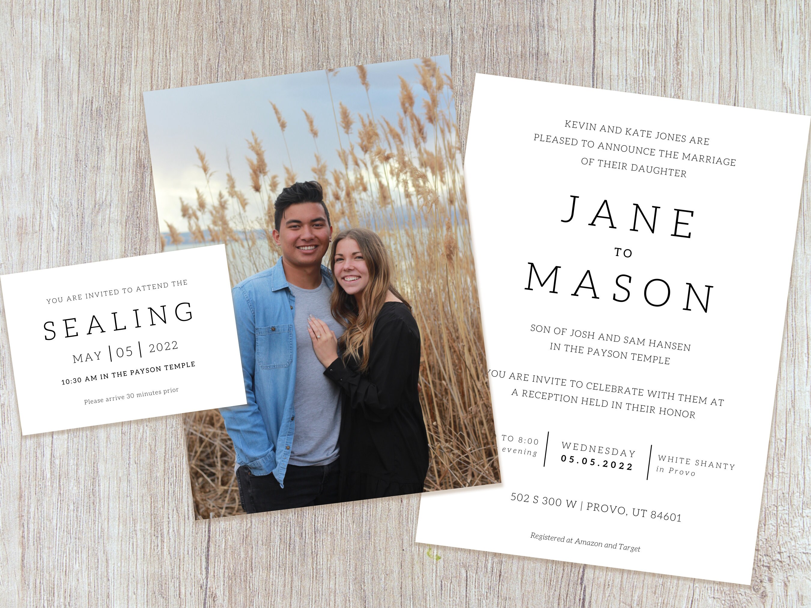 Modern LDS Wedding Invitation, Photo Wedding Invitation, Wedding Invite ...