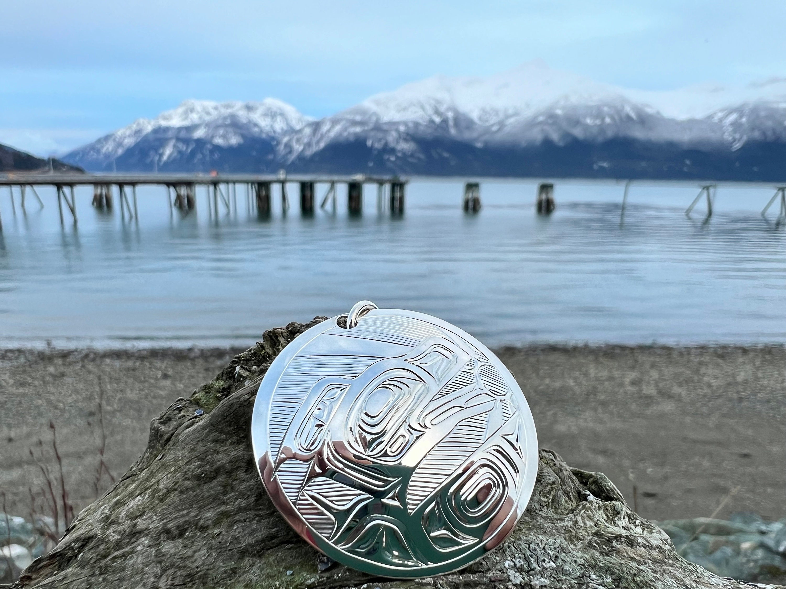 Raven Steals the Light Sterling Silver Round Hand Engraved Pendant ...