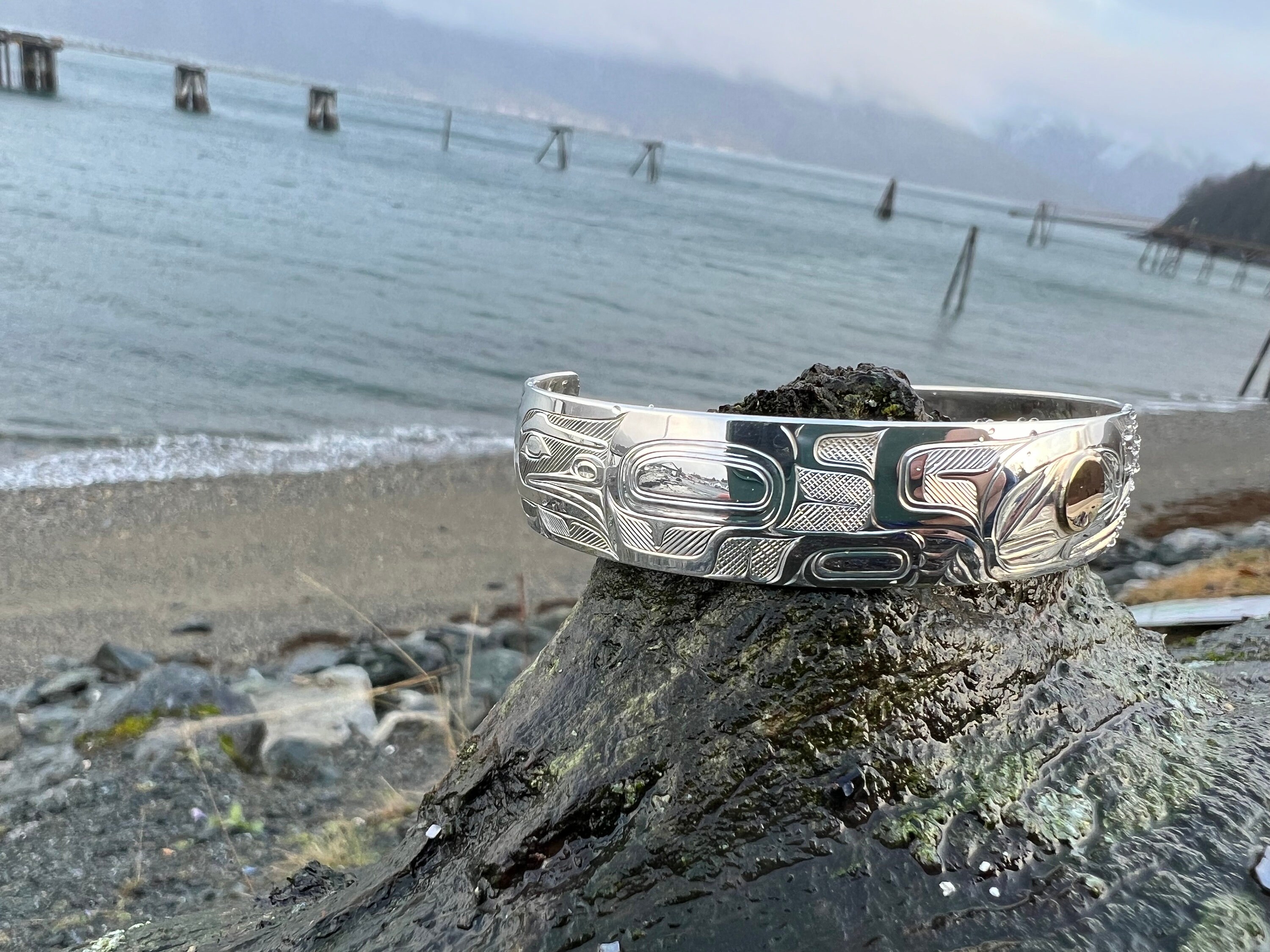 Raven Steals Light Bracelet: Tlingit Formline Art, Sterling Silver ...