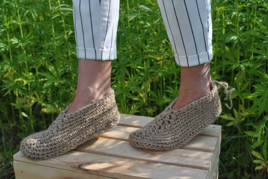 100% Hemp Knitted Slippers - Hemp Shoes - Hemp Socks - Vegan Slippers ...
