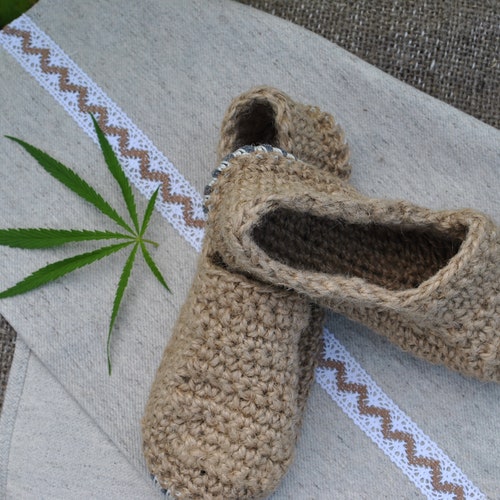 100% Hemp Slippers Hemp Socks Knitted Slippers/natural | Etsy