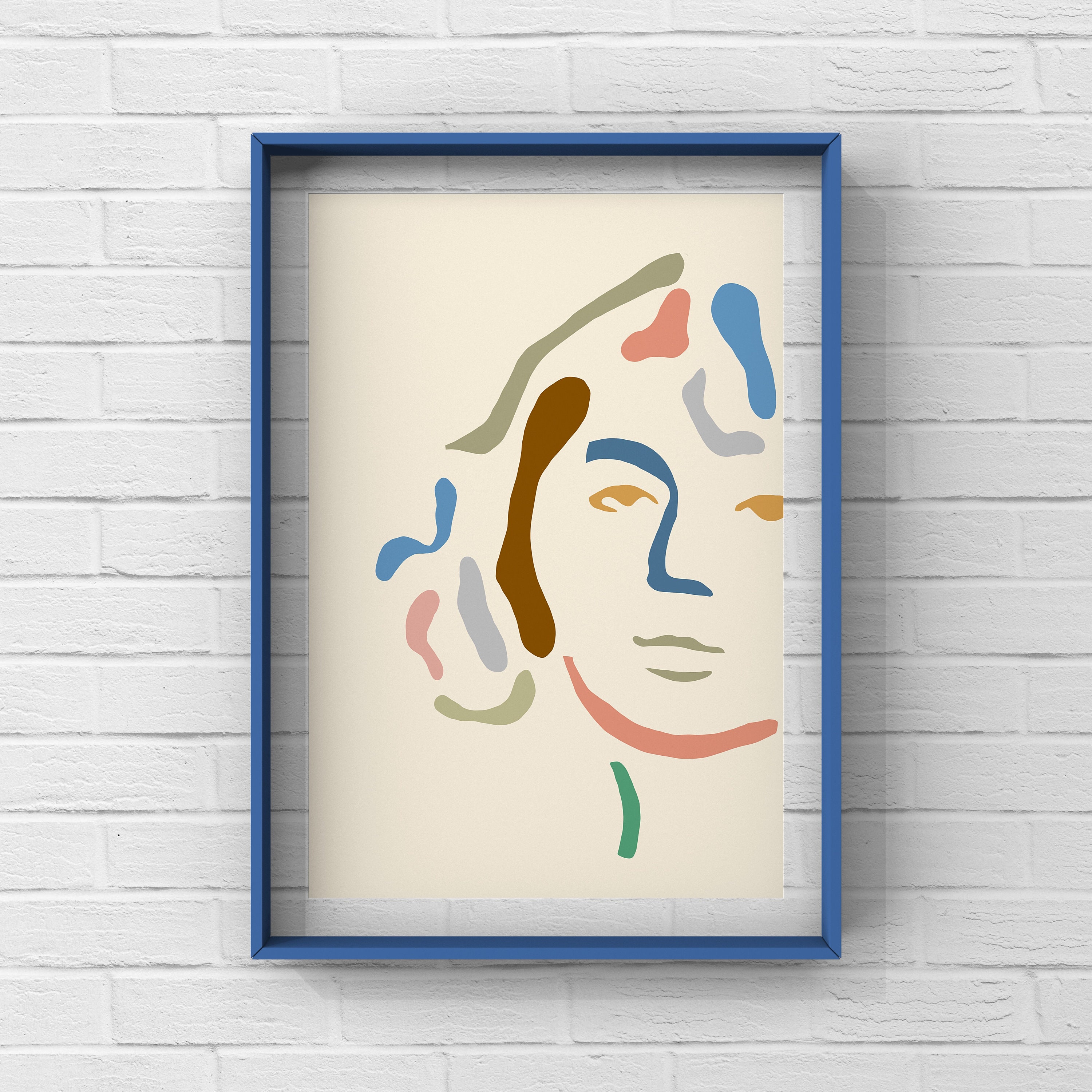 Abstract Face Art Organic Shapes Nordic Wall Art Modern Art - Etsy