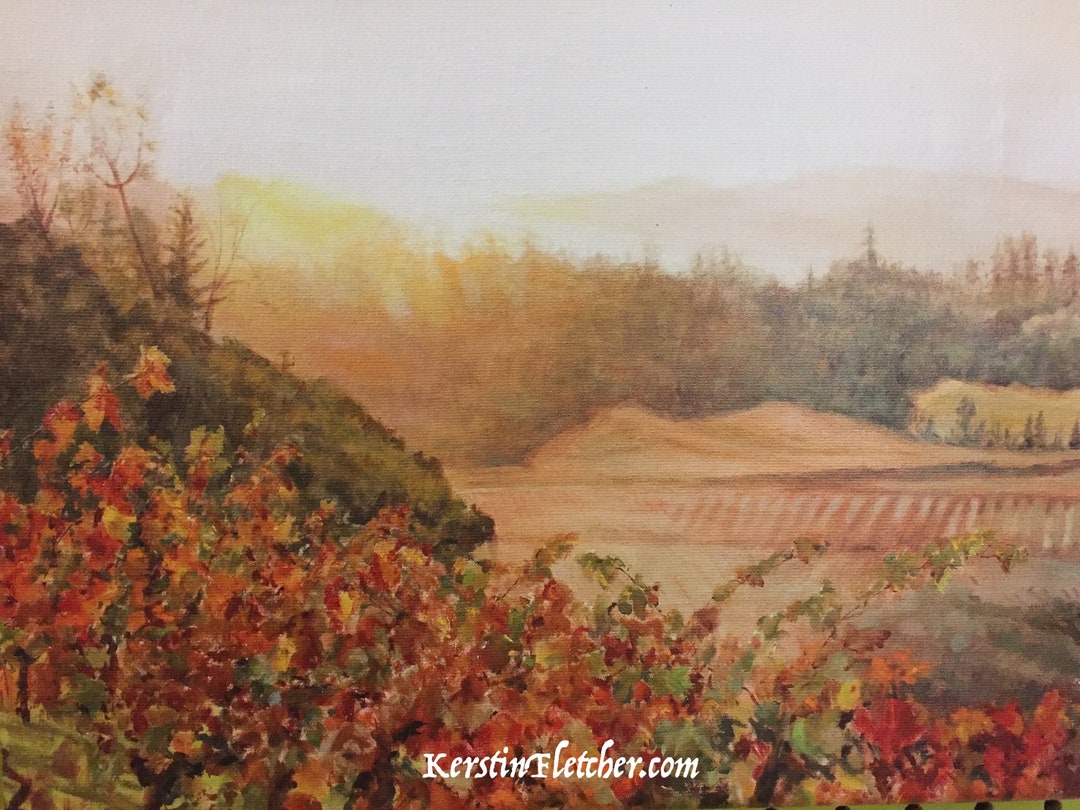 Moment of Surprise Sunrise, Landscape Painting of the Vineyards--fine ...