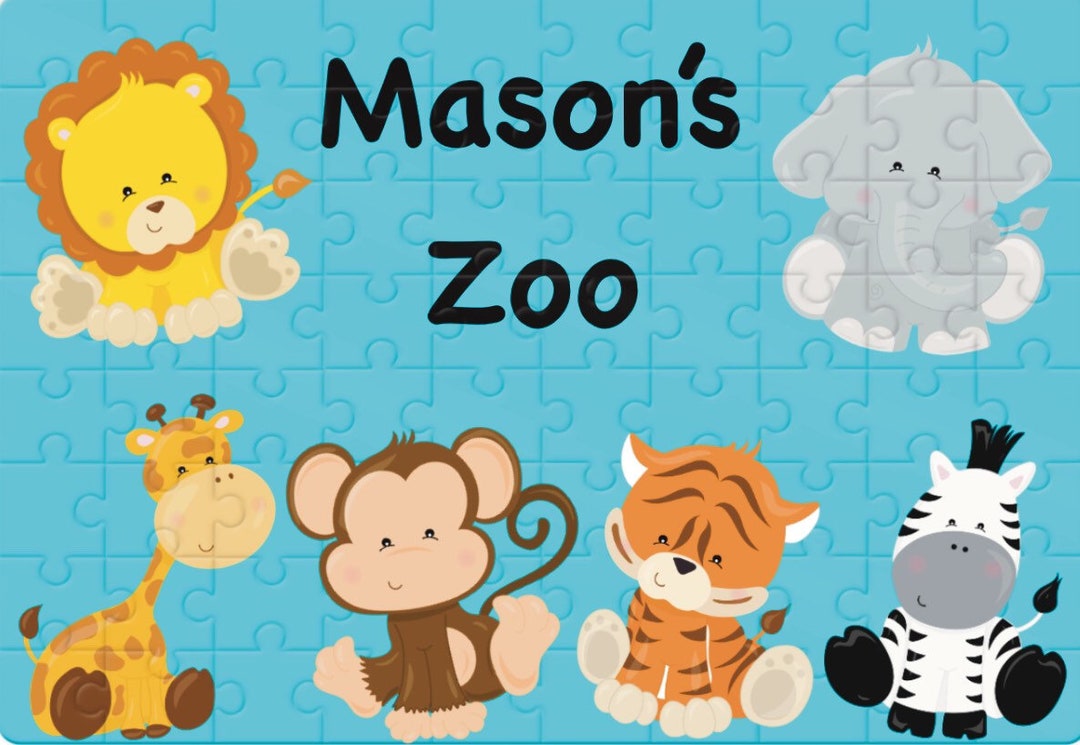 Personalized Zoo Animals Puzzle, Personalized Kids Puzzle, Lion Tiger ...