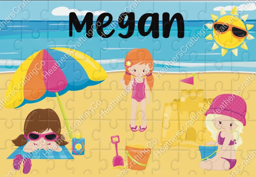 Personalized Beach Puzzle, PNG DOWNLOAD, Personalized Kids Puzzle ...