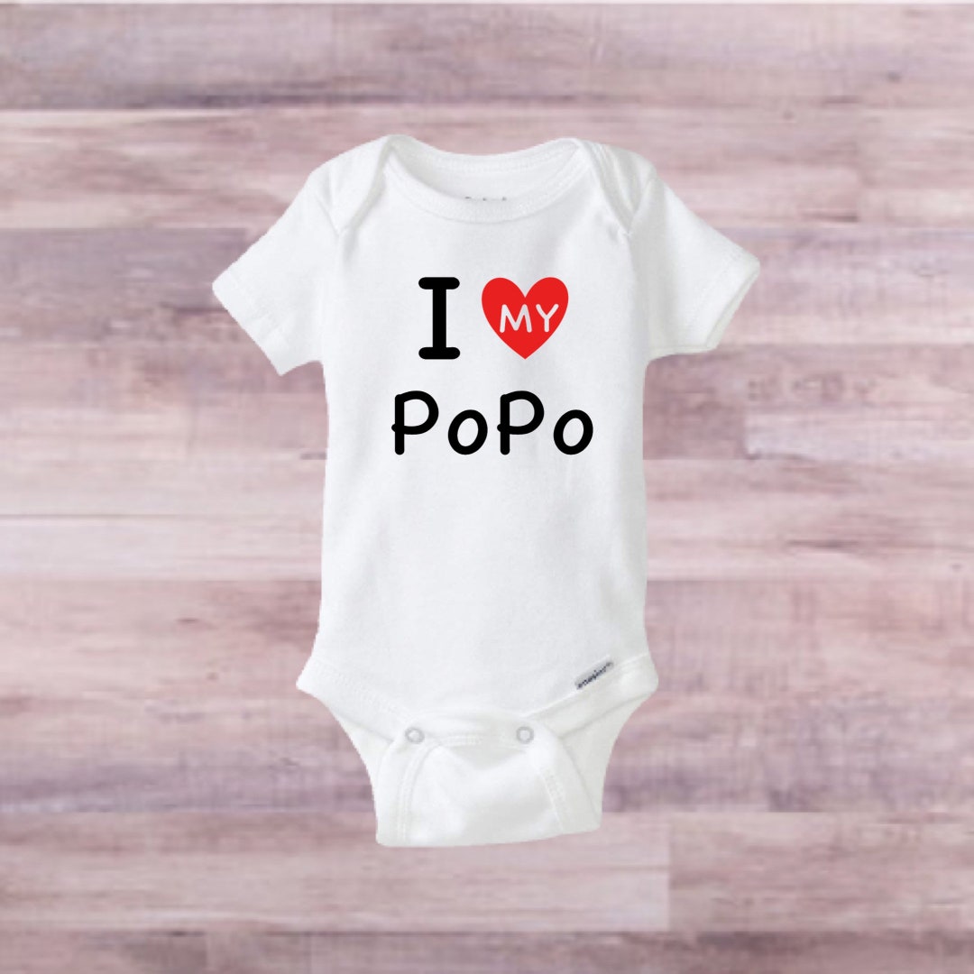 I Love My Popo Baby Bodysuit, I Heart Popo Baby Bodysuit, Newborn Baby ...