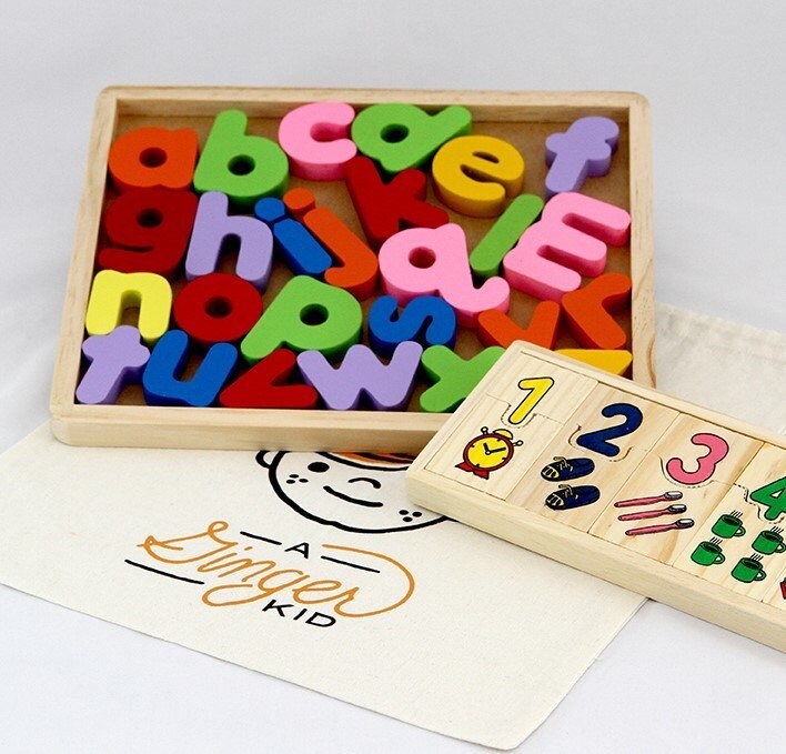 Rainbow Wooden Alphabet and Wooden Numbers Puzzle ,boys and Girls ...