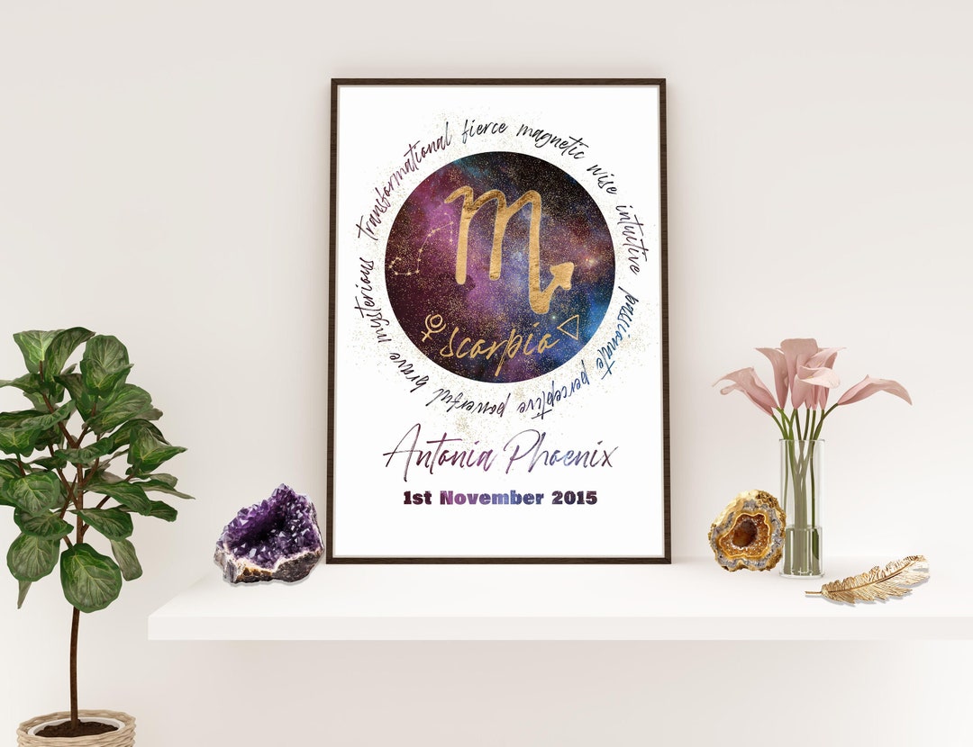 Personalised Scorpio Print - A Customisable Star Sign Print, Zodiac ...