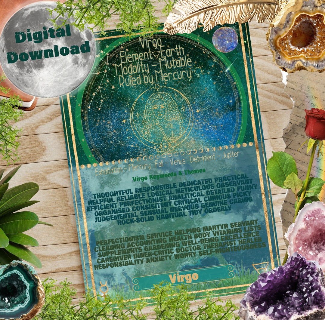 Virgo Printable Journal Page Zodiac Sign Cheat Sheet Learn Astrology ...