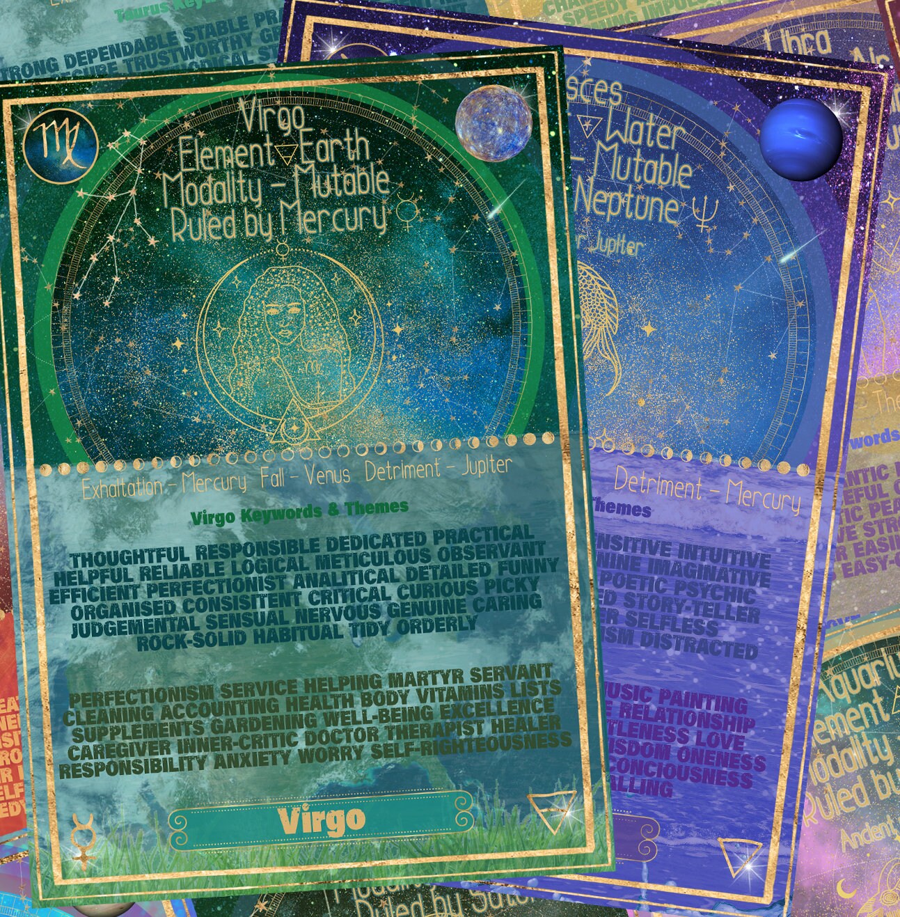 Virgo Printable Journal Page Zodiac Sign Cheat Sheet Learn Astrology Basics Grimoire Pages BOS ...