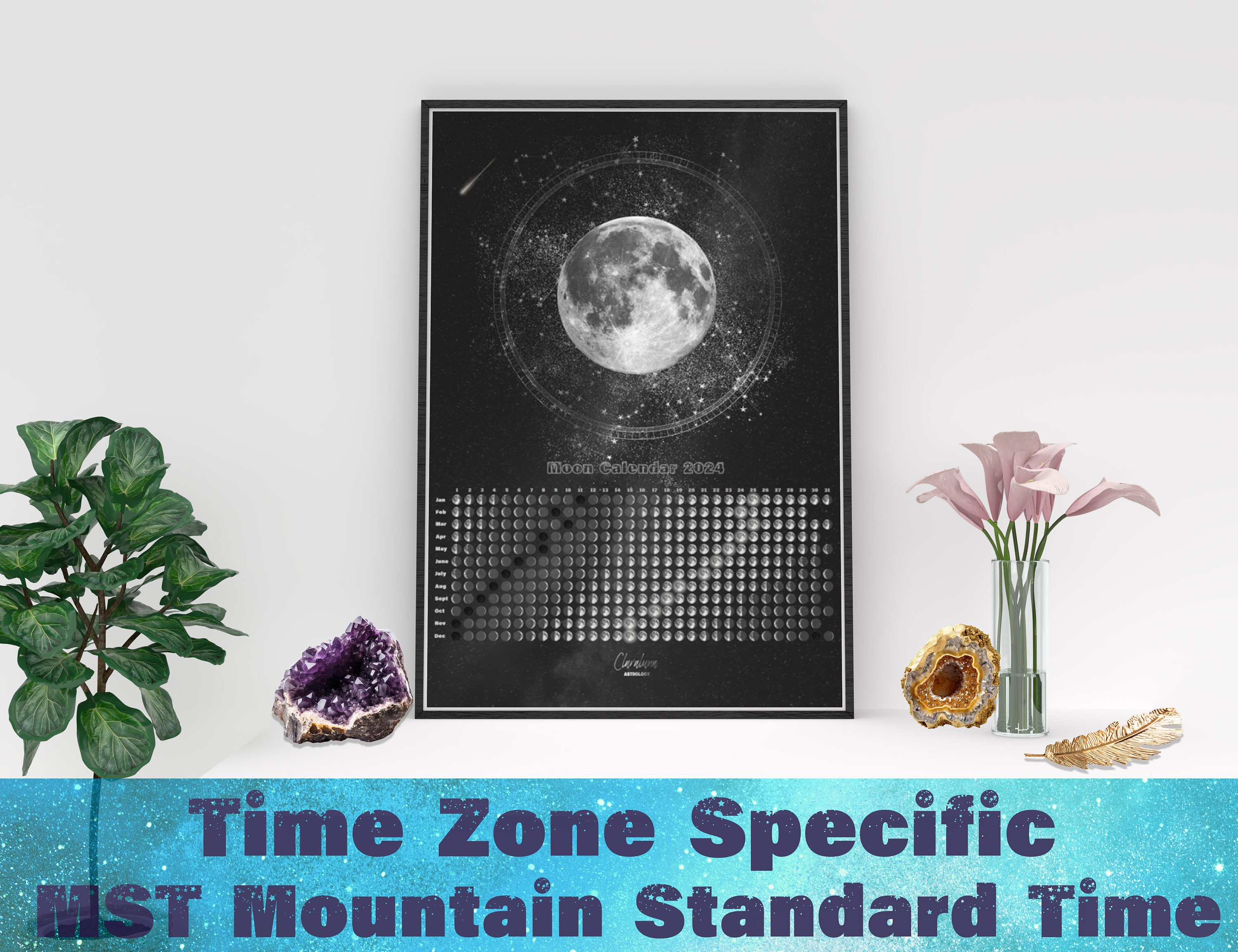 Moon Calendar 2024 MST Printable Instant Download Mountain - Etsy Canada
