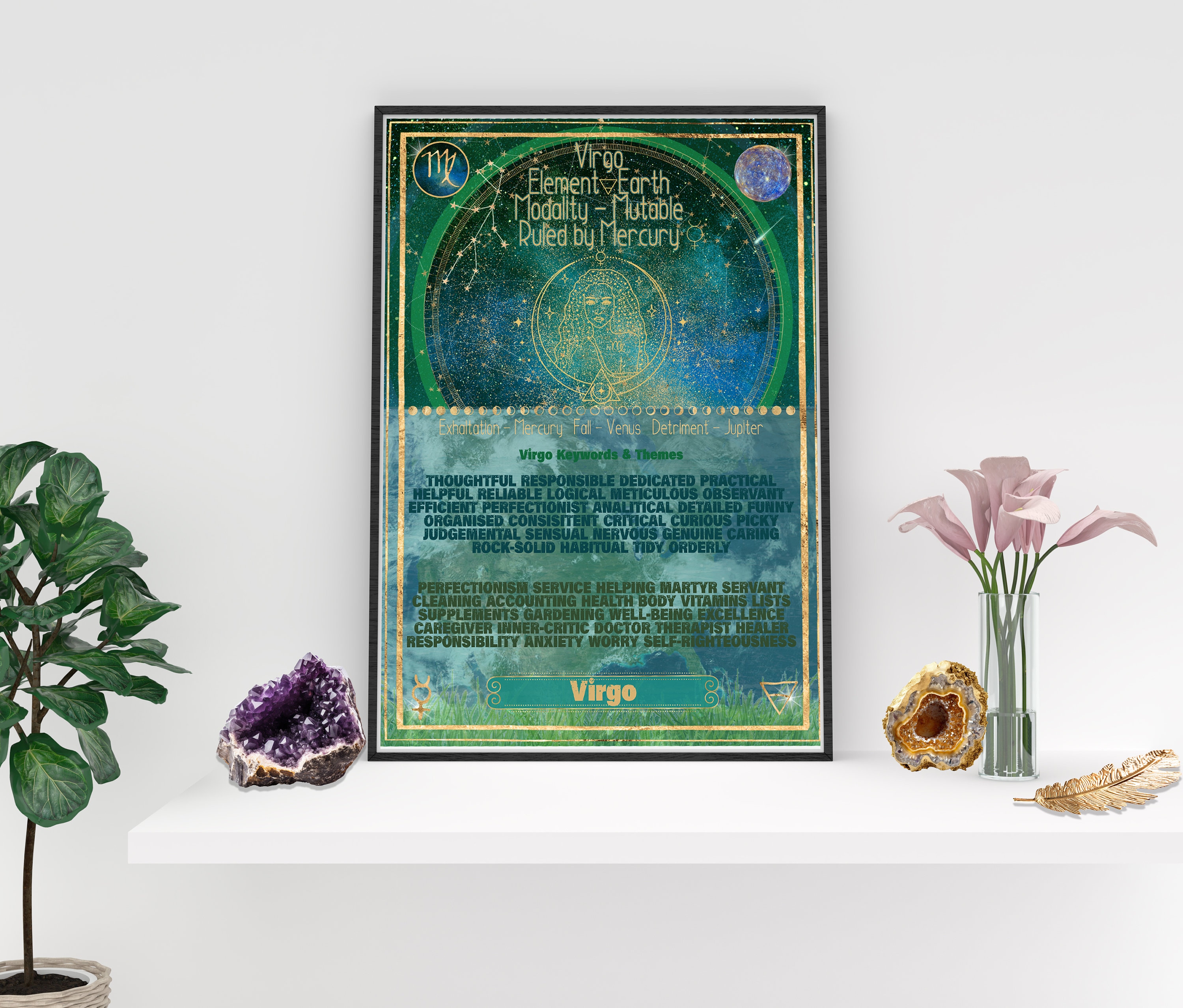 Virgo Printable Journal Page Zodiac Sign Cheat Sheet Learn Astrology Basics Grimoire Pages BOS ...