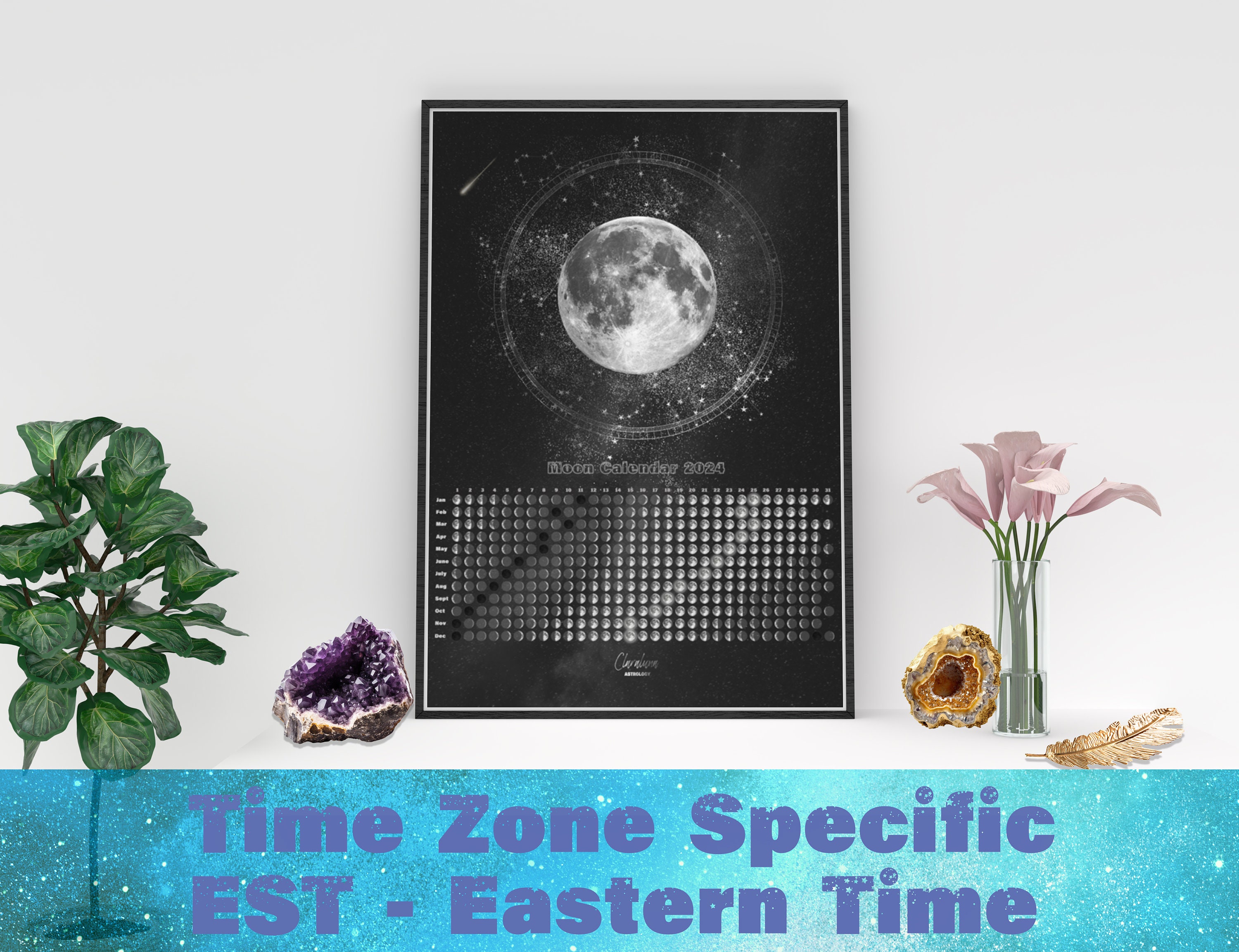 Moon Calendar 2024 CST Printable Instant Download Central Standard ...