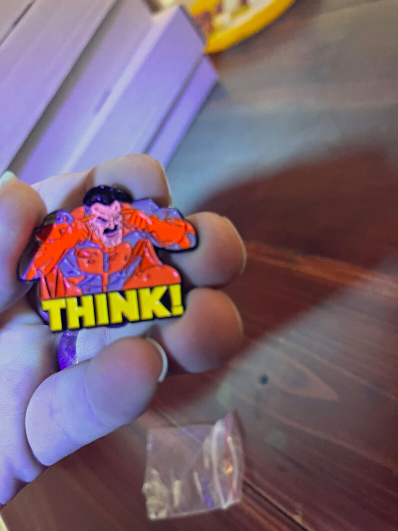 Invincible Omni-man THINK Meme Enamel Pin Blacklight - Etsy
