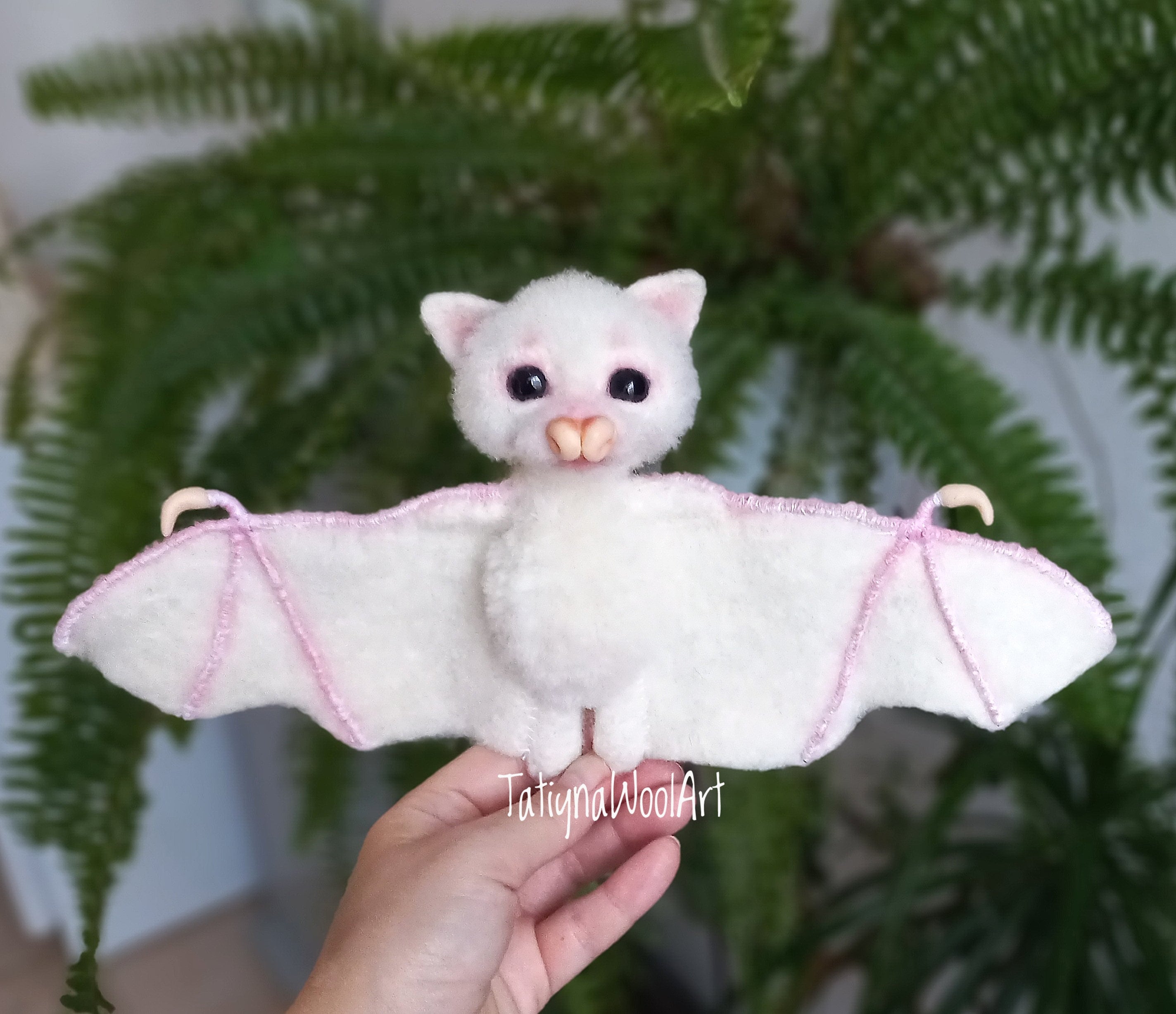 Needle Felted Realistic White Bat. Vampire Bat. Gothic Gift Ideas ...