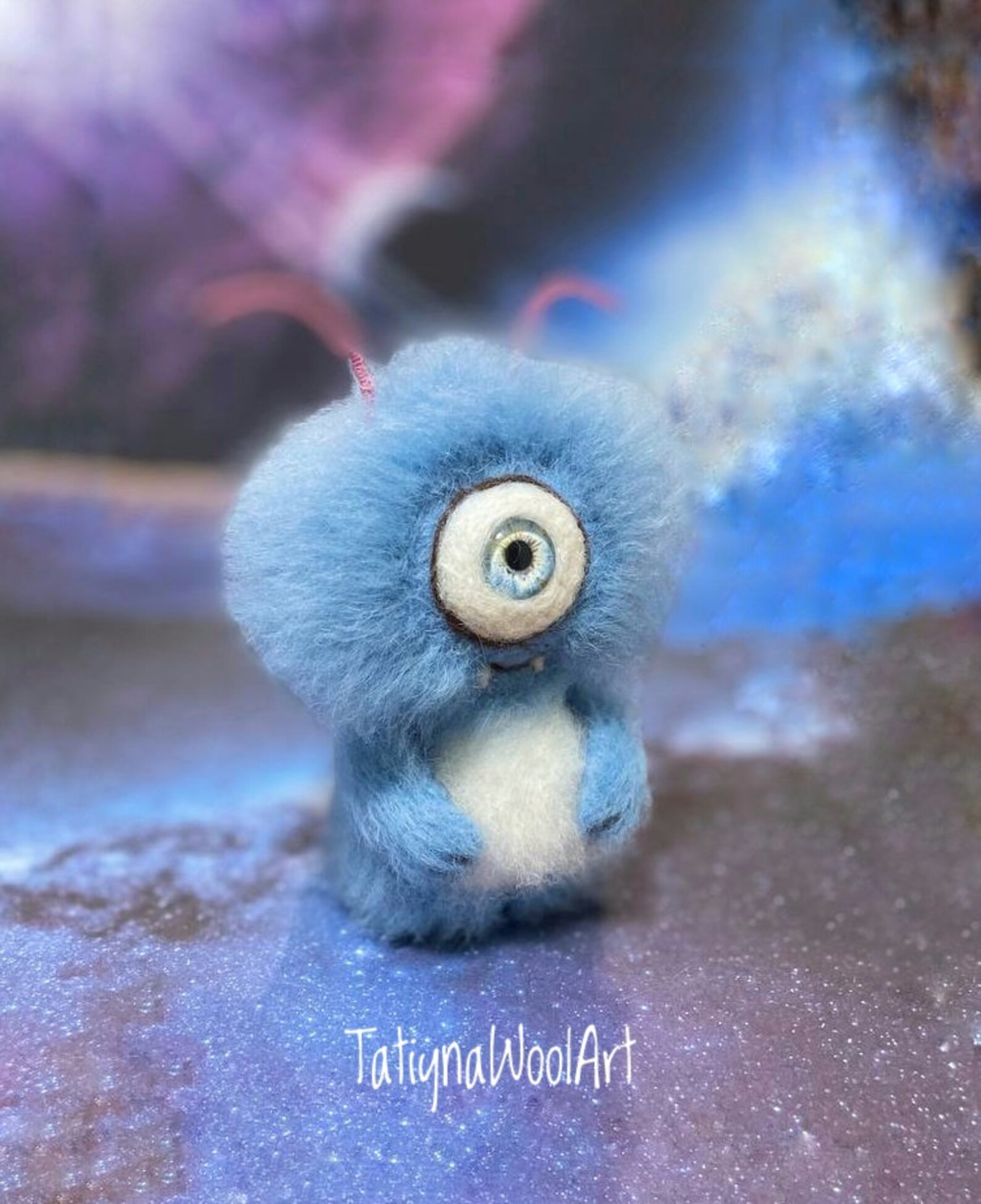 Needle Felted Wool Monster With Horns, One-eyed Plush - Etsy