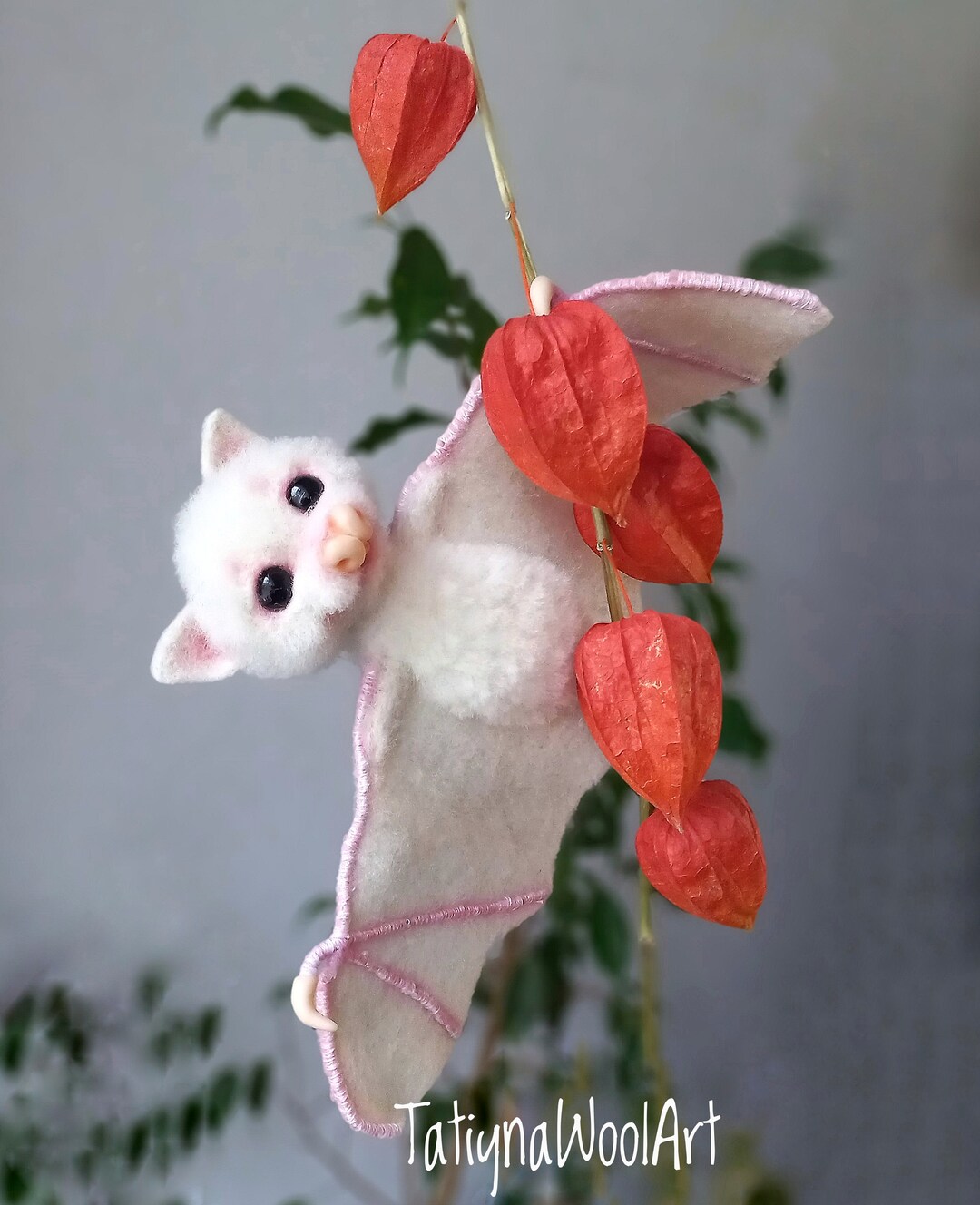Needle Felted Realistic White Bat. Vampire Bat. Gothic Gift Ideas ...