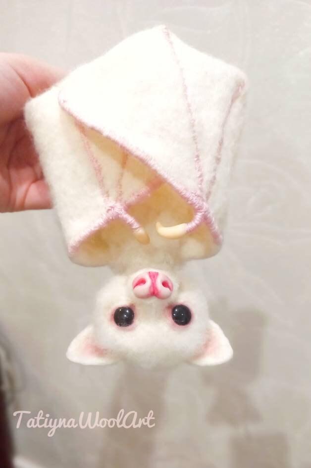 Needle Felted Realistic White Bat. Vampire Bat. Gothic Gift Ideas ...