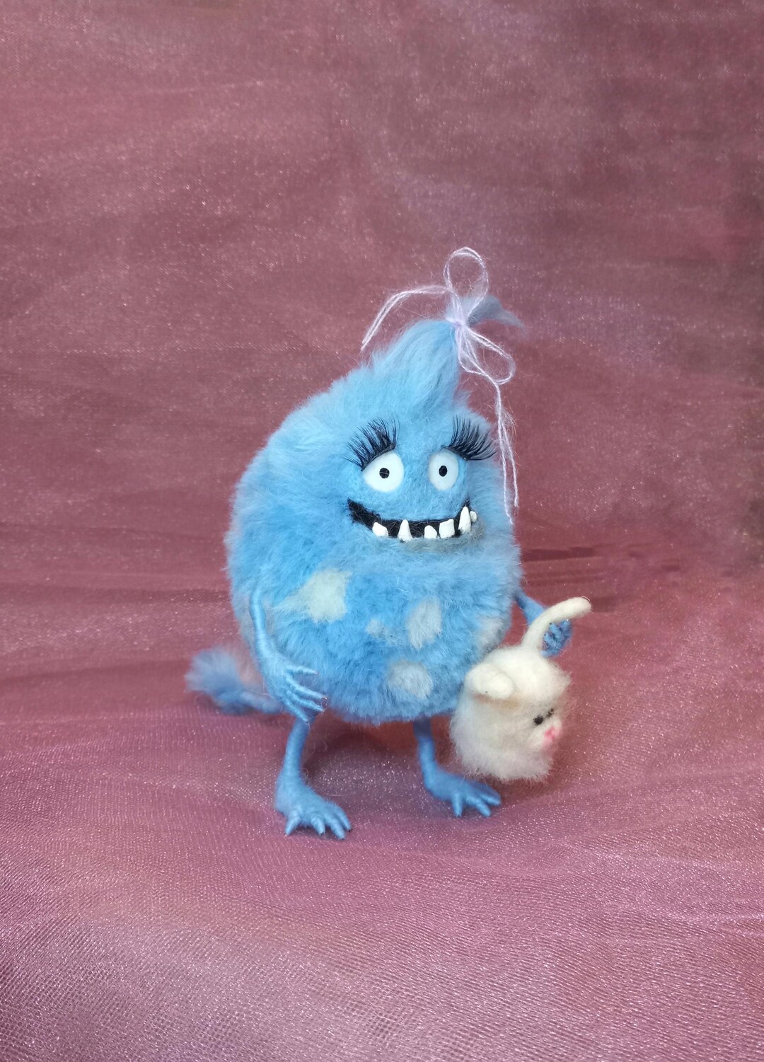 Needle Felted Monster With Charming Smile - Halloween Gift - Etsy
