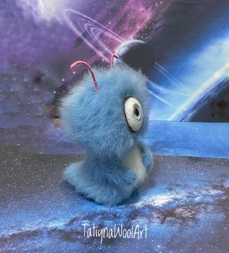 Needle Felted Wool Monster With Horns, One-eyed Plush - Etsy