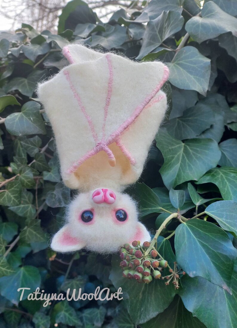 Needle Felted Realistic White Bat. Vampire Bat. Gothic Gift Ideas ...