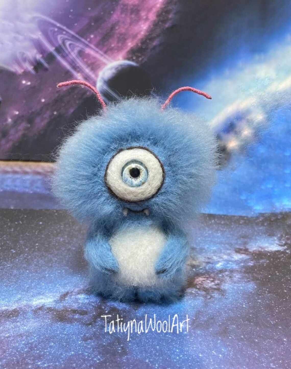 Needle Felted Wool Monster With Horns, One-eyed Plush - Etsy