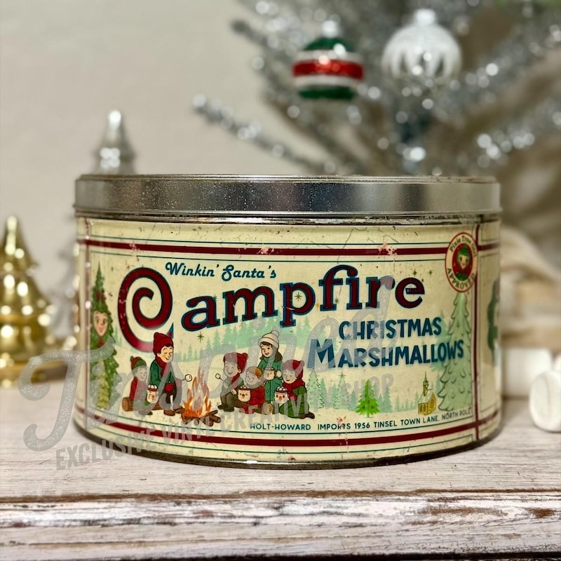 Vintage Santas Cookie Tin - Etsy