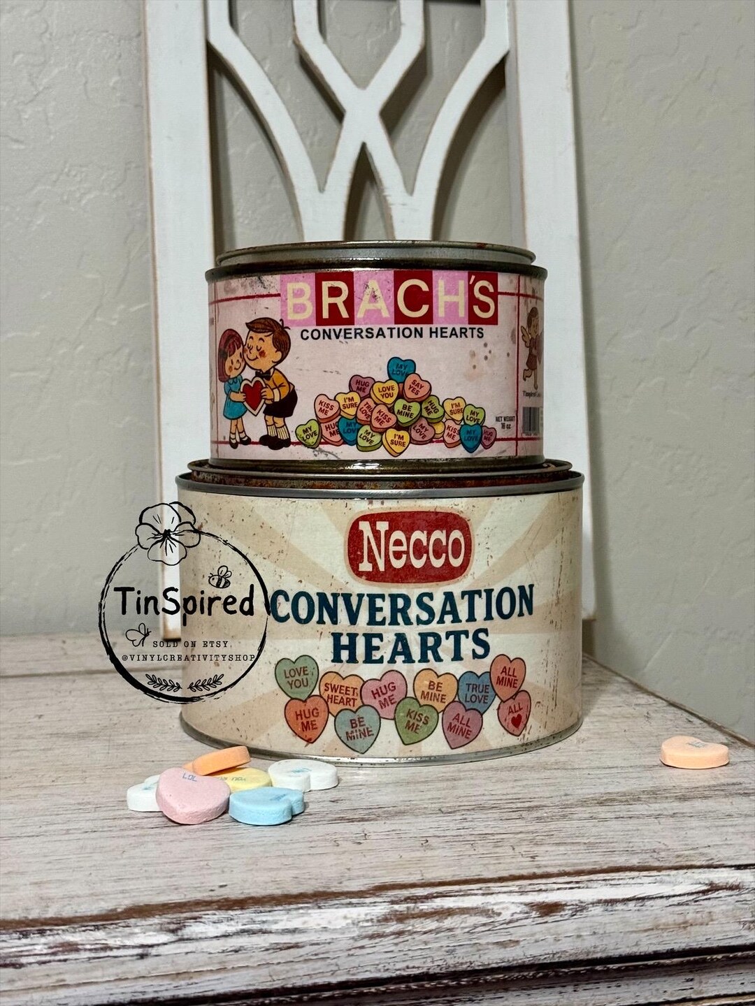 Vintage-inspired Conversation Hearts Tin Set | Retro Valentine Candy ...