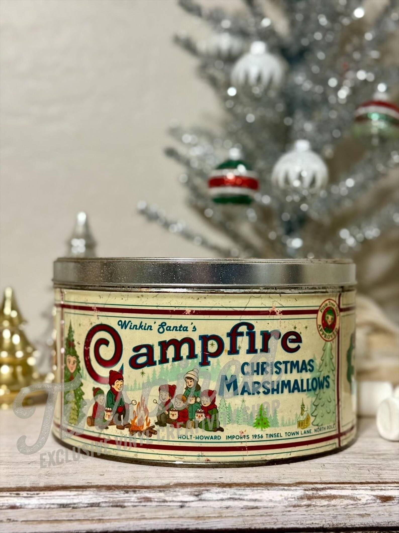 Extra Large Winkin’ Santa’s Campfire Christmas Marshmallows Tin ...