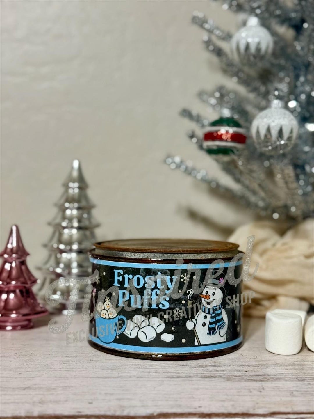 Frosty Puffs Tin – Vintage-inspired Snowman Christmas Candy Tin by ...